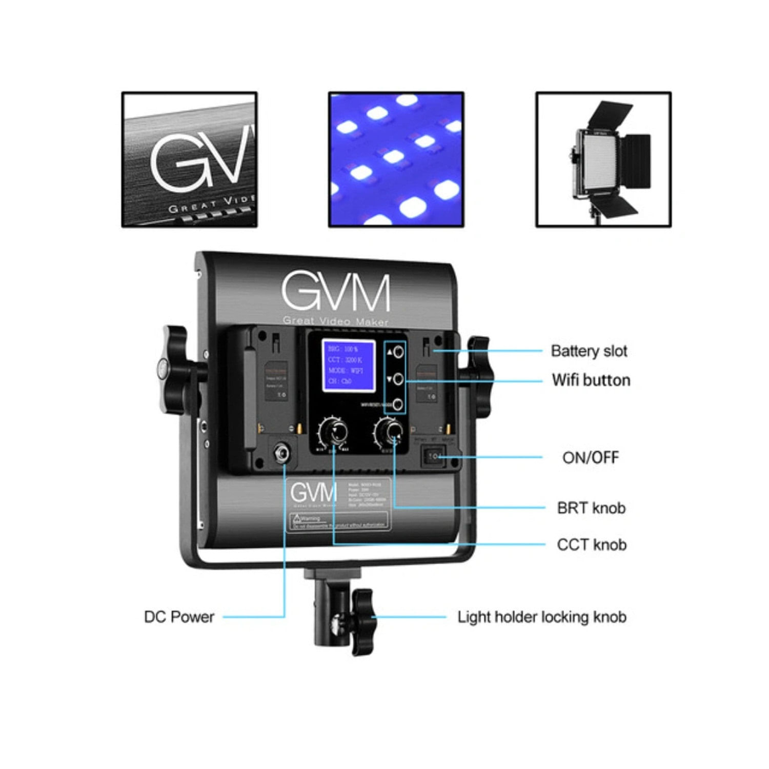 GVM 800D-RGB-II Lampa Video LED 40 W-F64.ro - F64.ro