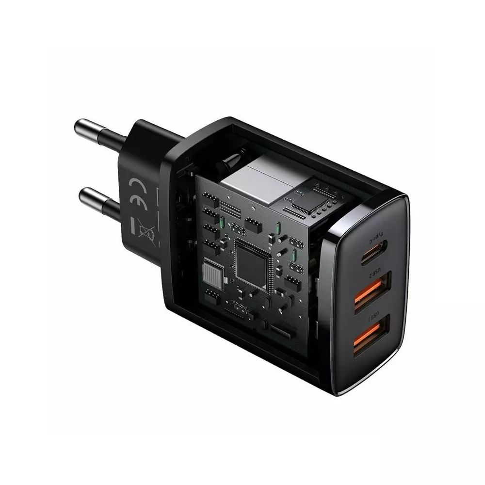 Baseus Incarcator Retea Compact QC 2U+C 30W Negru-F64.ro - F64.ro