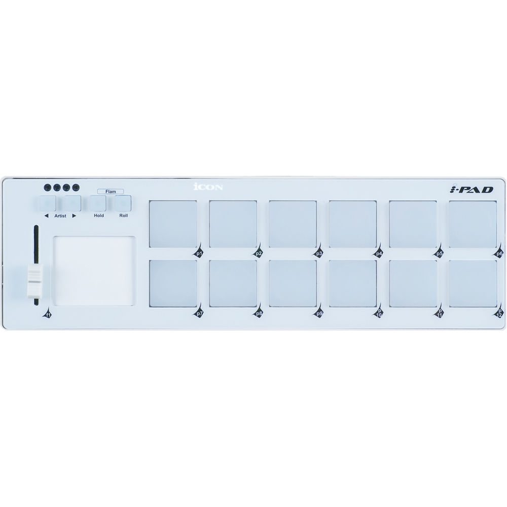 iCon i-Pad White Mini USB MIDI Controller X/Y-Touchpad 12 Trigger Pads ...